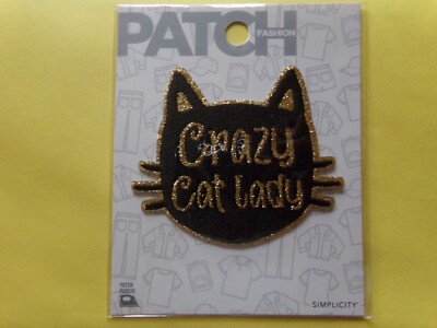 Cats Feline lover Simplicity Patch Crazy Cat Lady Iron on applique lot ...
