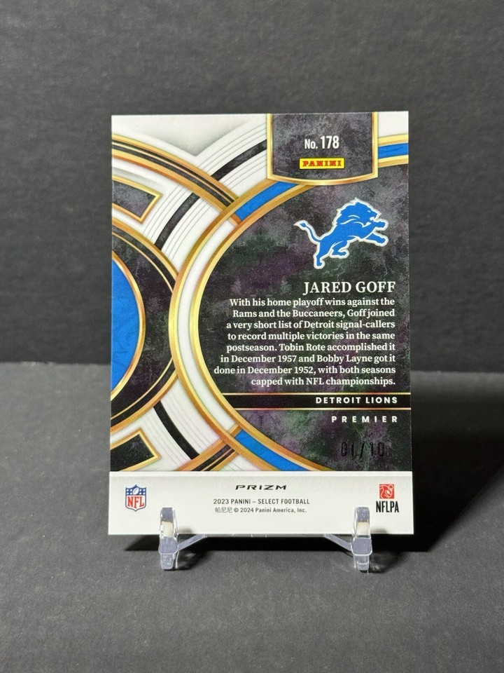 2023 Select-Premier Level #178 Jared Goff, Gold Disco Prizm /10 | eBay