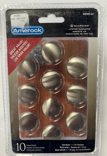 10 pk Amerock Satin Nickel 1-1/4” Diameter 53005-G10 Cabinet Knobs ...