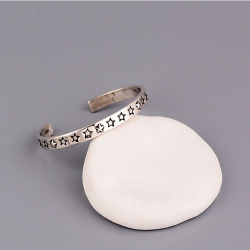 925 Sterling Silver Retro Luxury Elegant Carved Cuff Bracelet Bangle ...