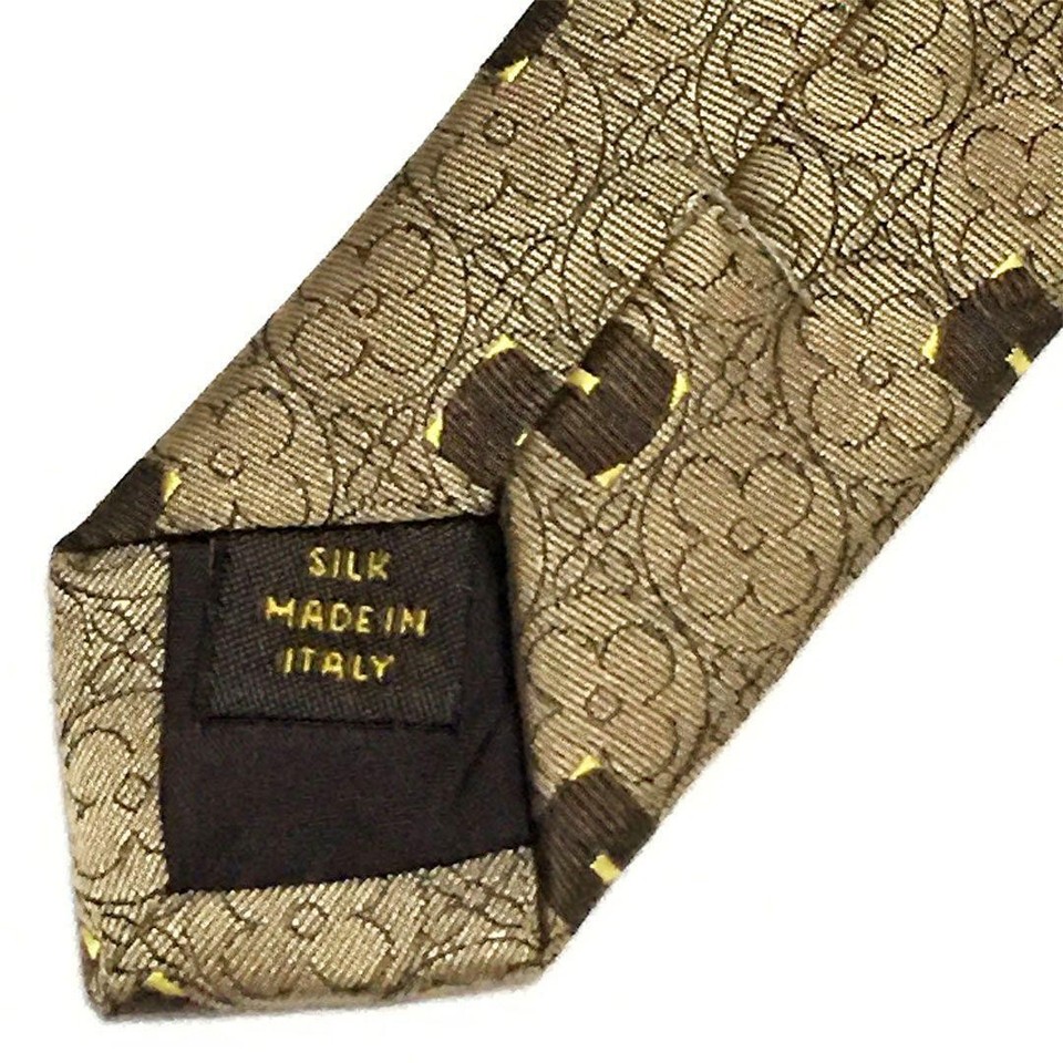 Louis Vuitton Necktie Tie All over floral pattern LV Light Brown Silk ...