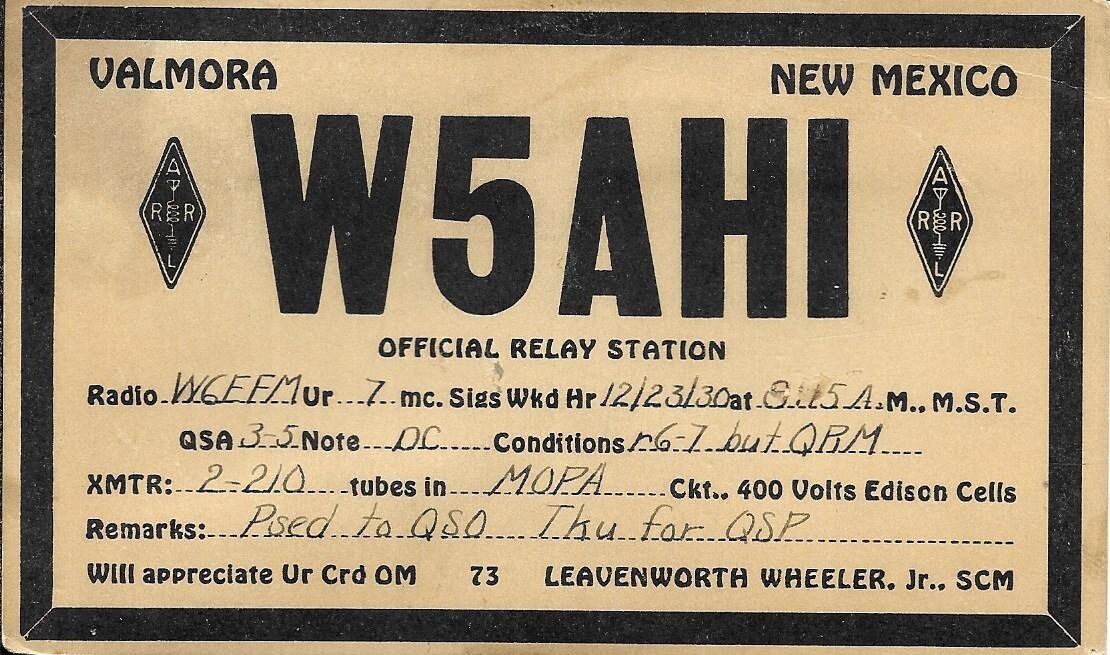 QSL 1930 Valmora New Mexico radio card | eBay