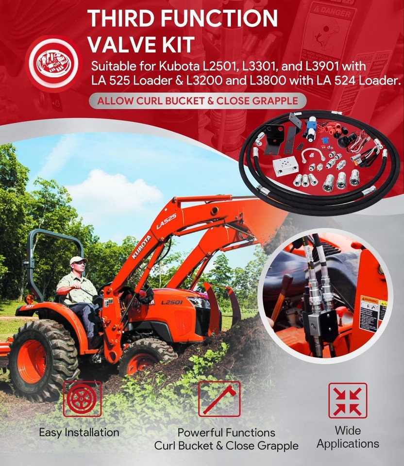 Third Function Valve Kit for Kubota L2501 L3200 L3301 and L3901 ...