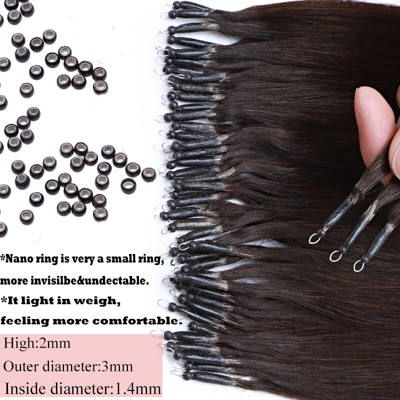 Russian Remy NANO RING Beads Tips Human Hair Extensions Rings 1g/s ...