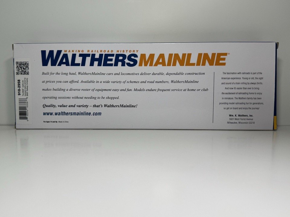 HO BNSF BOXCAR WALTHERS MAINLINE 60' HIGH-CUBE PLATE F RAILCAR 910-2958 ...