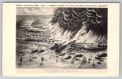 Great Chicago Fire 1871 Print Historical Society Chicago IL Postcard | eBay