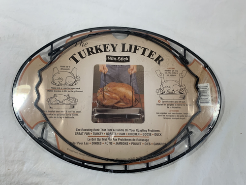 Non Stick Turkey Lifter Roasting Rack Up to 30lbs Poultry Kitchen ...