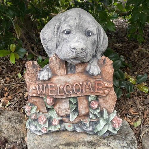 Welcome Dog Labrador Statue Ornament Animal Concrete Garden Australian ...