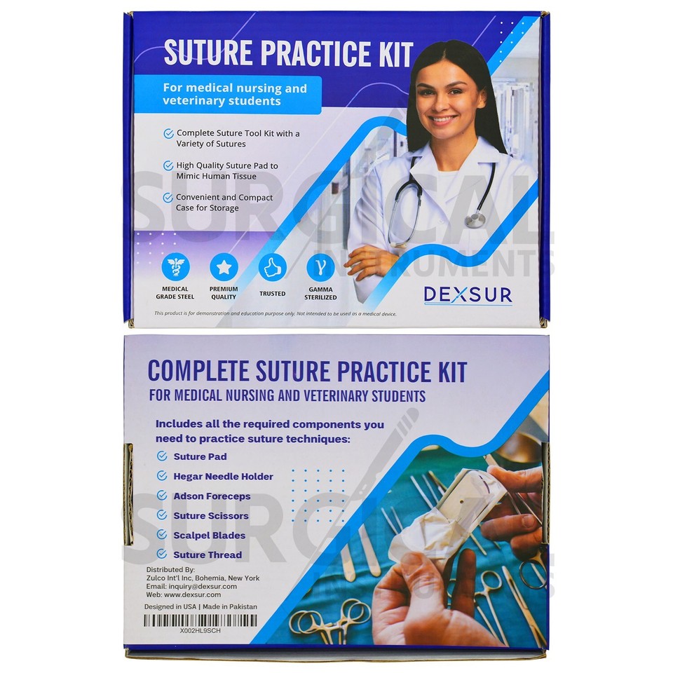 27 Piece Practice Suture Kit Set for Medical and Veterinary Student ...