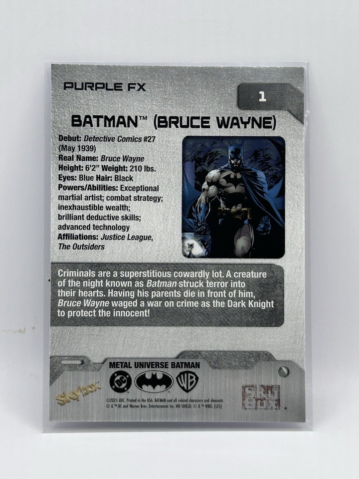Batman (Bruce Wayne) #1 - Purple FX - 2025 Upper Deck Skybox Batman ...