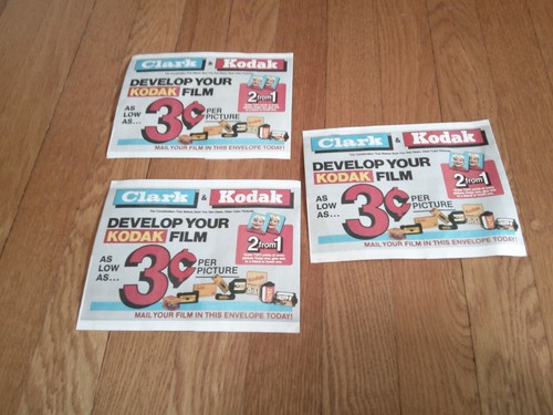 Vtg Film Developing Envelopes Mail In Photos Clark Color Labs Kodak ...