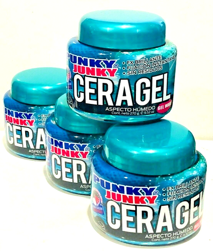 PUNKY JUNKY CERAGEL HAIR GEL WAX 4 BOTTLES FX BRILLANTE,ASPECTO HUMEDO ...