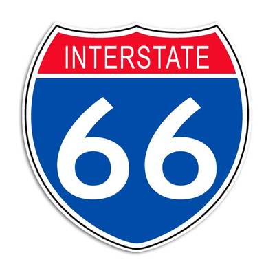 Interstate 66 Sticker - Garage Route 66 Highway Sign Decal Cruising Hot ...