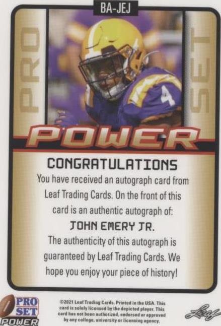 2021 Leaf Pro Set Power John Emery Jr. #BA-JEJ for sale | eBay