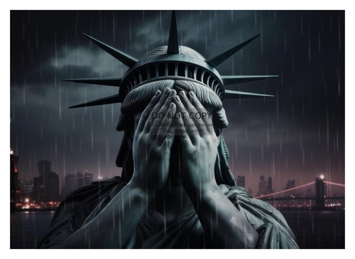STATUE OF LIBERTY IN MOURNING CRYING WEEPING NEW YORK CITY 5X7 FANTASY ...