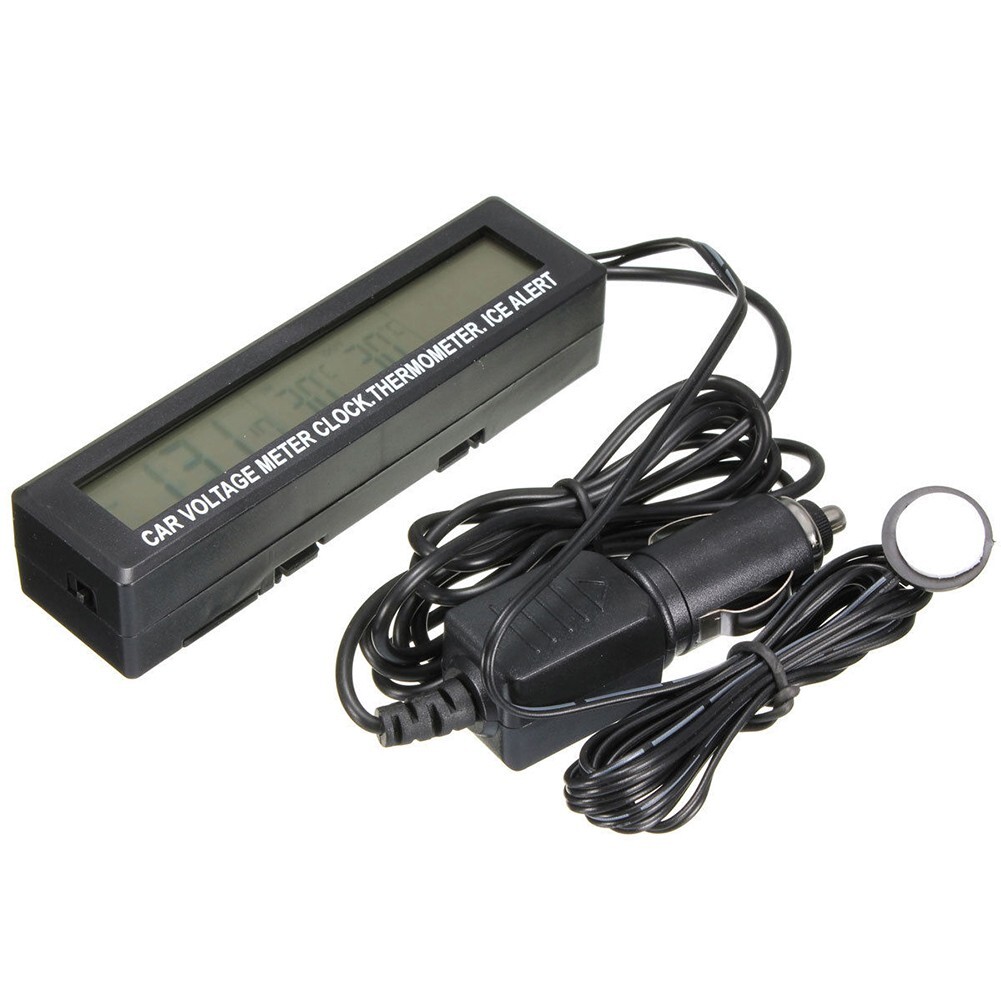 Car Thermometer Voltage Clock Meter Digital LCD Icing Alarm ...