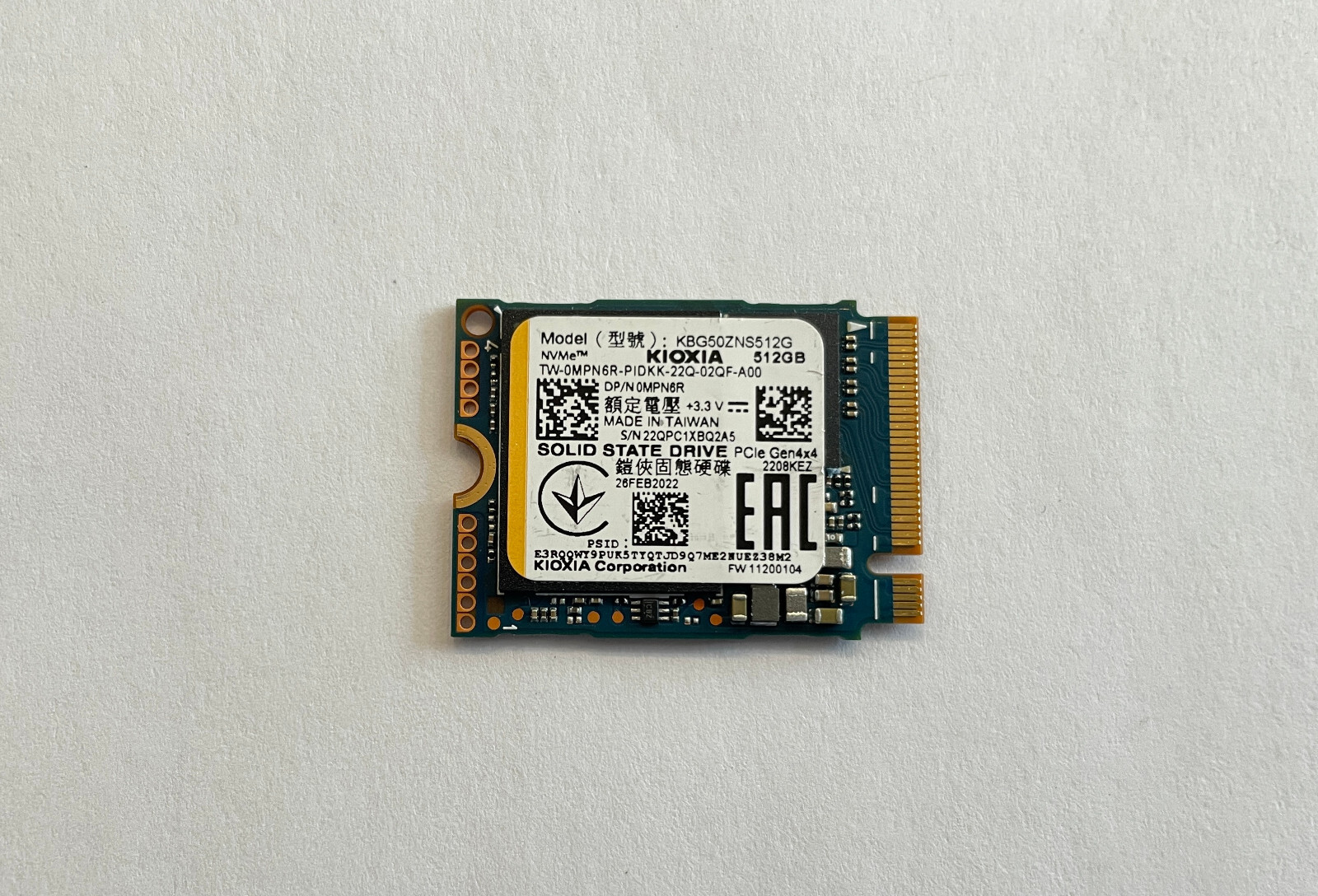 KBG50ZNS512G KIOXIA / Toshiba 512GB M.2 NVMe 30mm Genuine Solid State ...