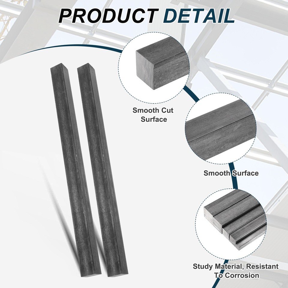 2Pcs Square Steel Bar Stock, 51/64"x51/64"x12" (20mmx20mmx305mm) A36 ...
