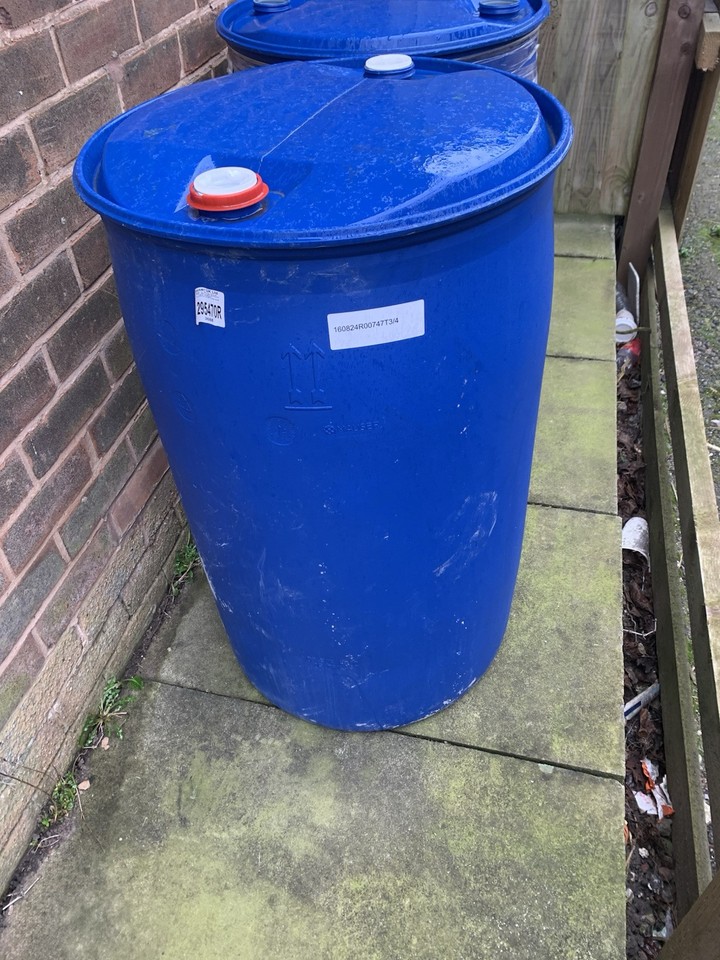 220L Plastic Blue Drum Barrel Container Storage Butt Water tank | eBay