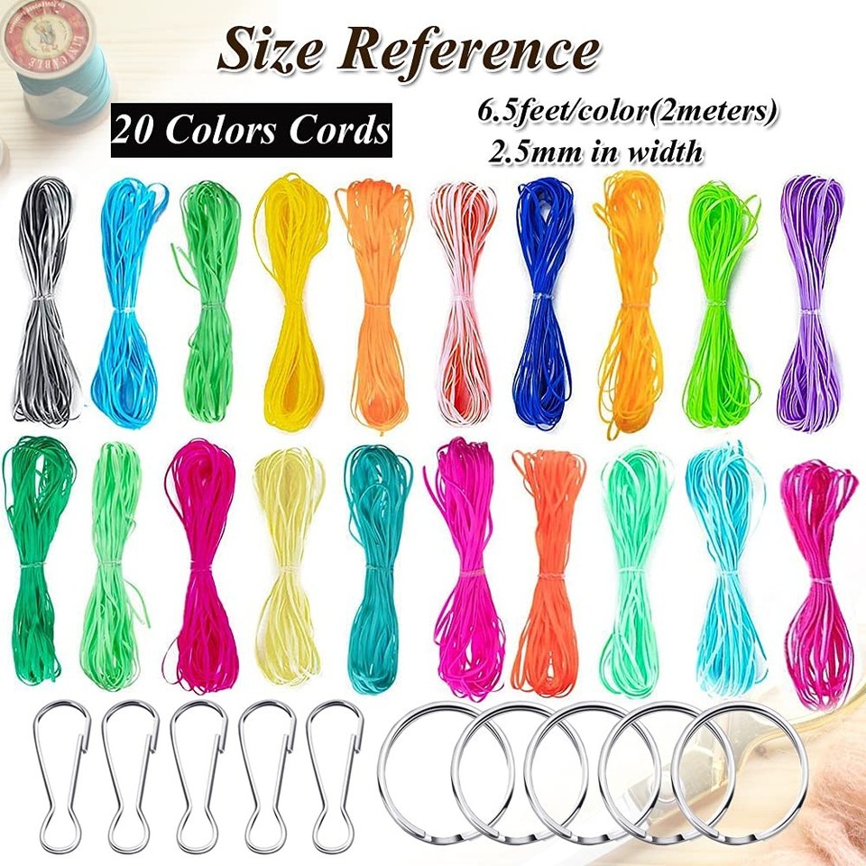Plastic Lacing Cord, 20 Colors Gimp Scoubidou String Kit for Beginners ...