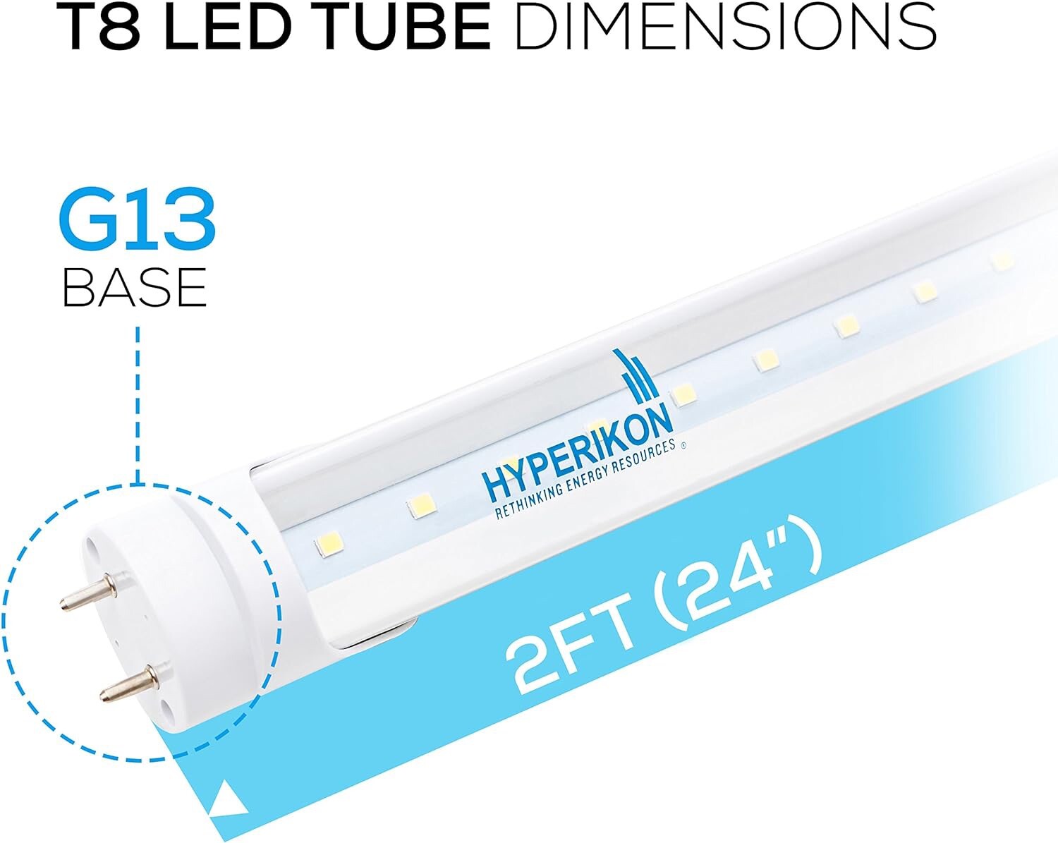 Hyperikon 2 Foot LED Tube T8 8W, Dual Ended G13 Base - 4 Pack | eBay