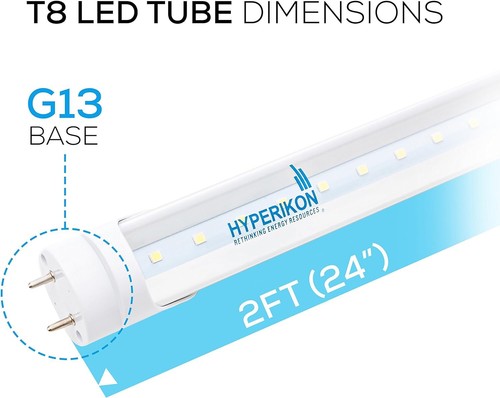 Hyperikon 2 Foot LED Tube T8 8W, Dual Ended G13 Base - 4 Pack | eBay