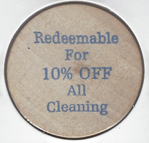 FRONT: Redeemable For 10% OFF All Cleaning, BACK: Blank, Token, Wooden ...
