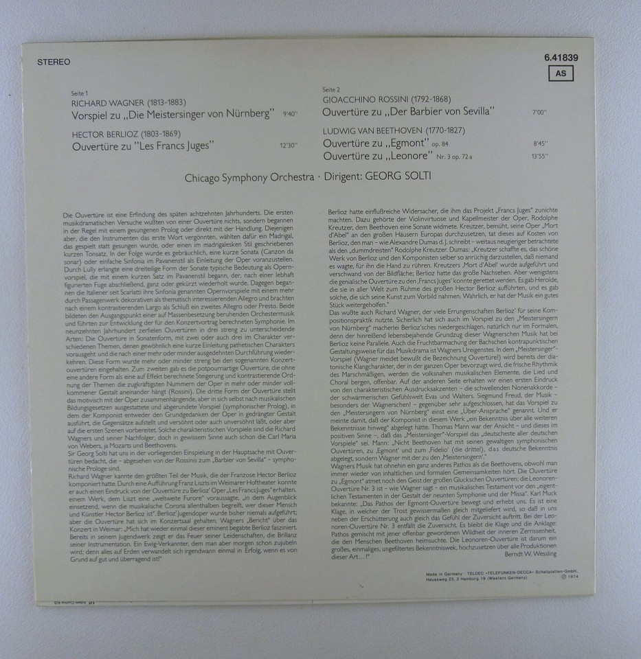 12" LP Vinyl Georg Solti - Chicago Orchestra - Beethoven... - RAR ...