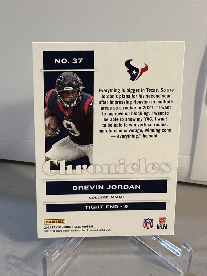 BREVIN JORDAN 2021 Chronicles ROOKIE Card!! HOUSTON TEXANS Pink ...