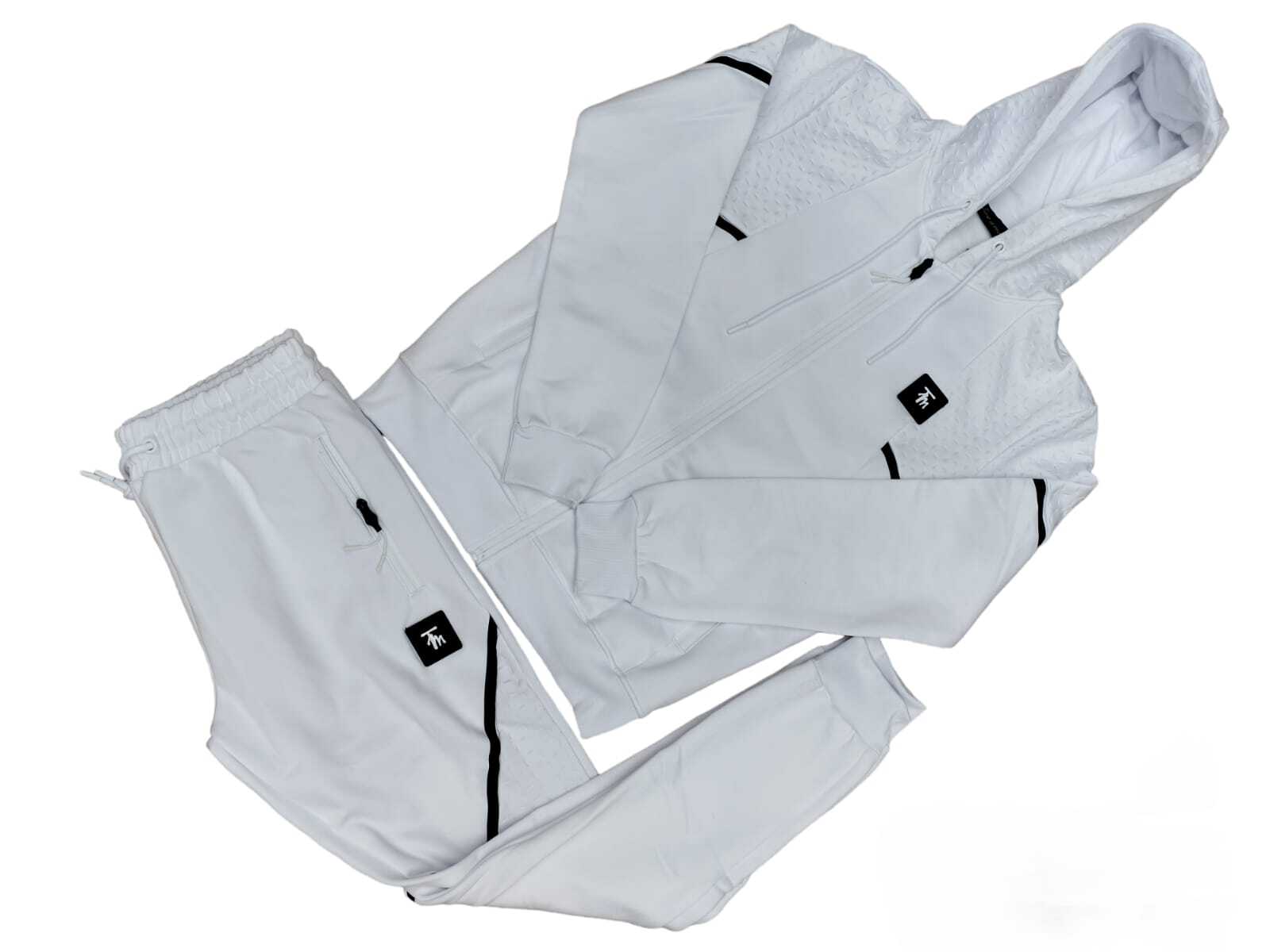 Mens White Time Is Money Tracksuit 2 Piece Set Hoodie Joggers Zip Pant ...