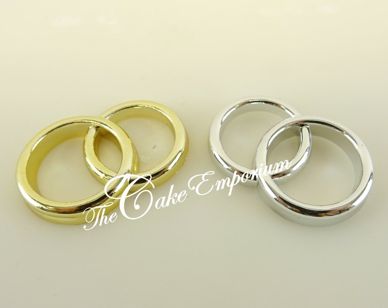 GOLD OR SILVER WEDDING PLASTIC RINGS CAKE DECORATION | eBay UK