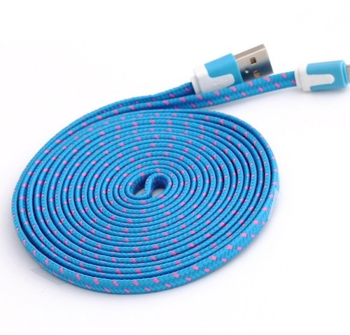 Long 3M USB Cable for iPhone 7 6S 5S 6 5C Data Charger Flat Nylon ...