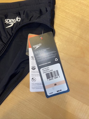 Speedo Solar Brief Swimsuit Size 28 Black Mens Swimming Powerflex Eco ...