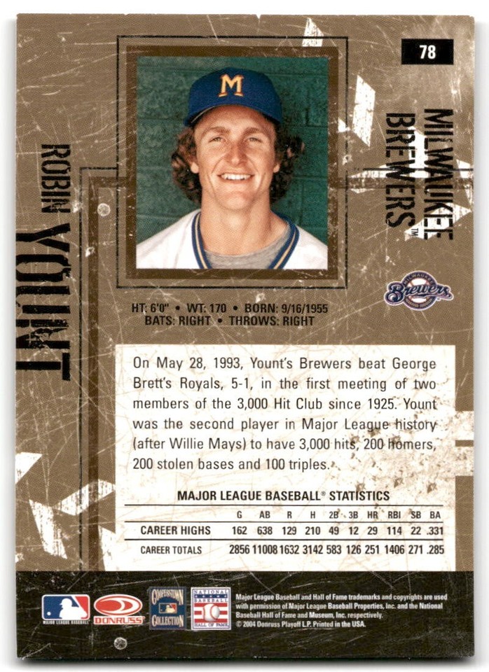 2004 Donruss Leather & Lumber - #78 Robin Yount | eBay