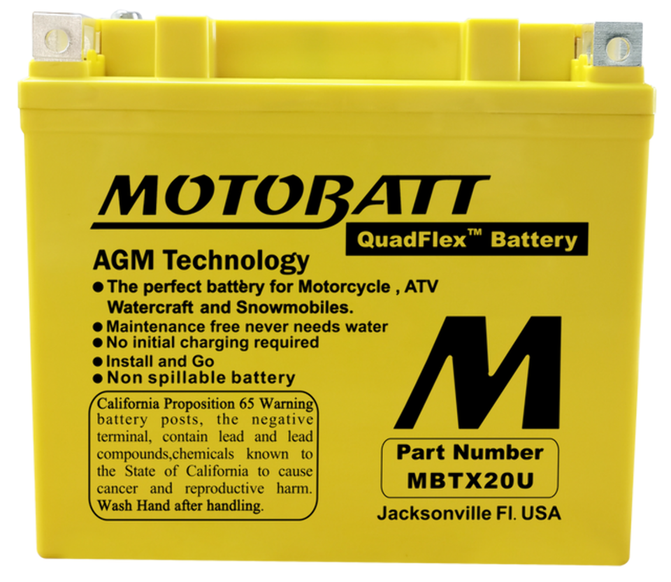 MotoBatt MBTX20U 21Ah AGM Battery - Harley Victory Indian Kawasaki ...