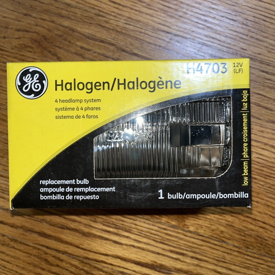 H4703 GE HALOGEN HEADLIGHT BULB, LOW BEAM, PART OF 4 LIGHT SYSTEM, NEW ...