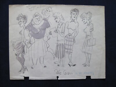 ORIGINAL WALT DISNEY ANIMATOR JACK KINNEY DRAWING - THE GIRLS IN THE ...