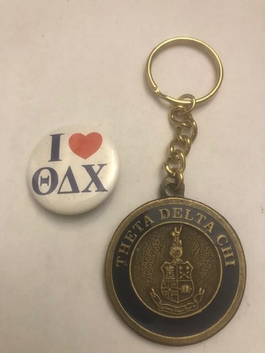 Theta Delta Chi Medallion Key Chain Ring w/ Button NOS VINTAGE RETIRED ...