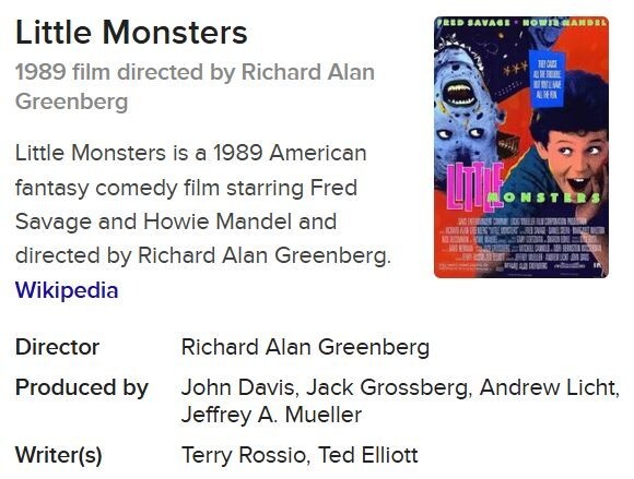 Little Monsters [1989] (DVD,2004) Howie Mandel,Fred Savage,Great Shape ...