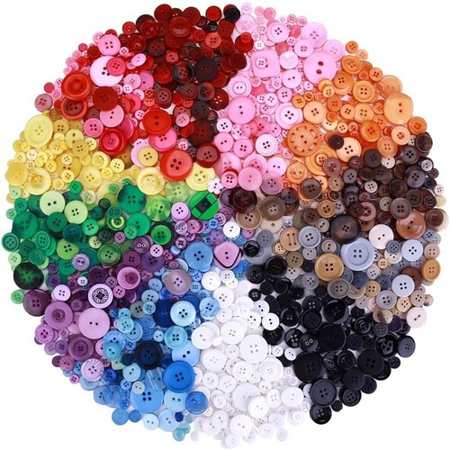 Assorted 2800-3000 pcs 12 Color Resin Buttons for DIY Crafts Decor | eBay