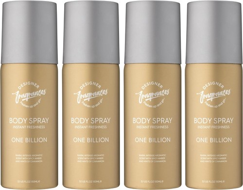 Designer Fragrances 4 Pack One Billion Men's Body Spray Deodorant Cans ...