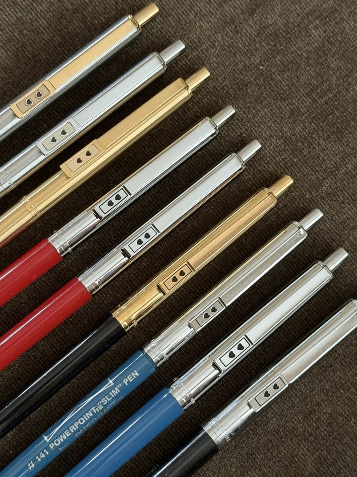 Vintage PAPER MATE Double Black Hearts Ballpoint Pens Lot Slim (7 ...