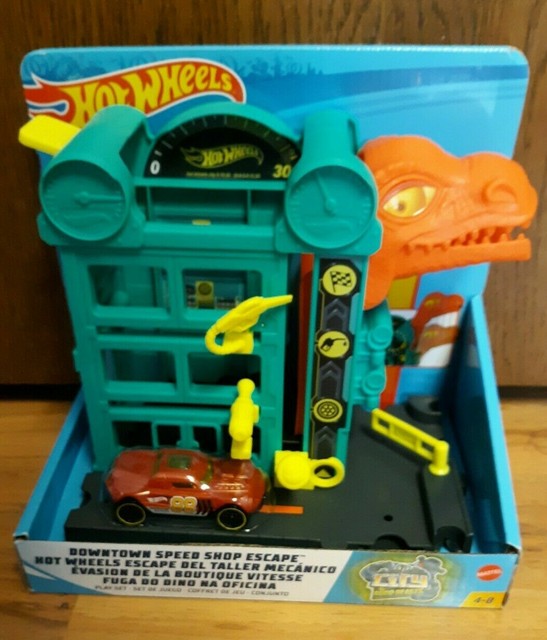 Hot Wheels City VS Robo Beasts Speed Shop Escape Track Set Car Garage ...