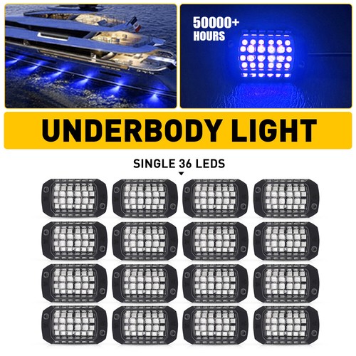 Blue 16x 36LED Rock LED Lights Underglow Underbody Light Neon Set ...