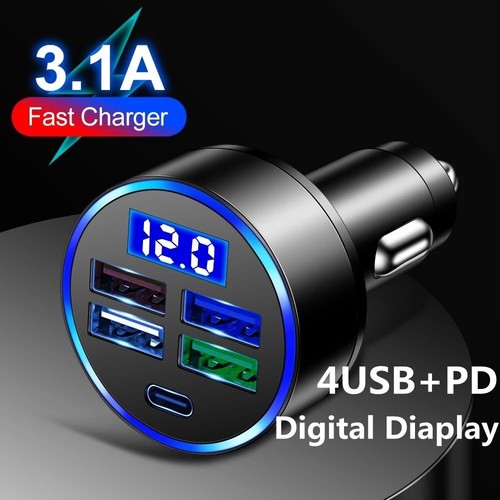 Adapter Phone Charger Socket LED Digital Display Fast Charging Car ...