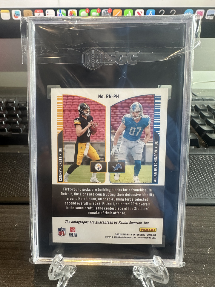 2022 Contenders Kenny Pickett / Hutchinson Round Numbers Gold RC Dual ...