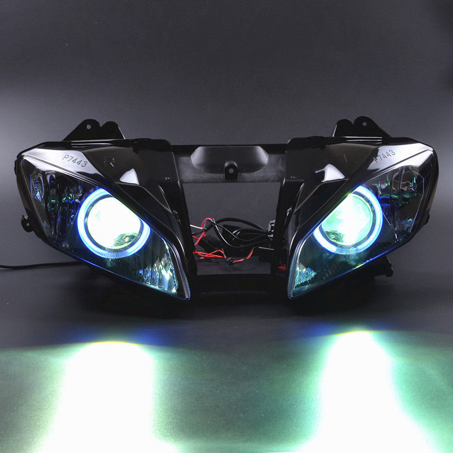 Front Headlight Assembly HID Blue Angel Red Devil Eyes For Yamaha YZF ...