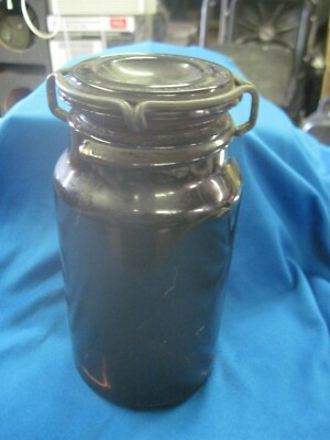 ANTIQUE SNUFF JAR , BROWN GLASS (AMERICAN SNUFF CO LORILLARD PAT. JUL ...