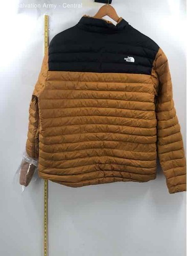 The North Face Mens Tan Black Colorblock Long Sleeve Puffer Jacket Size ...