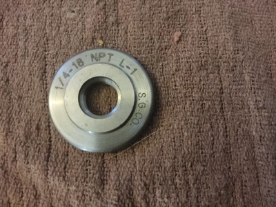 1/4"- 18 NPT L1 PIPE THREAD RING GAGE .25 WESTPORT N.P.T. NATIONAL ...